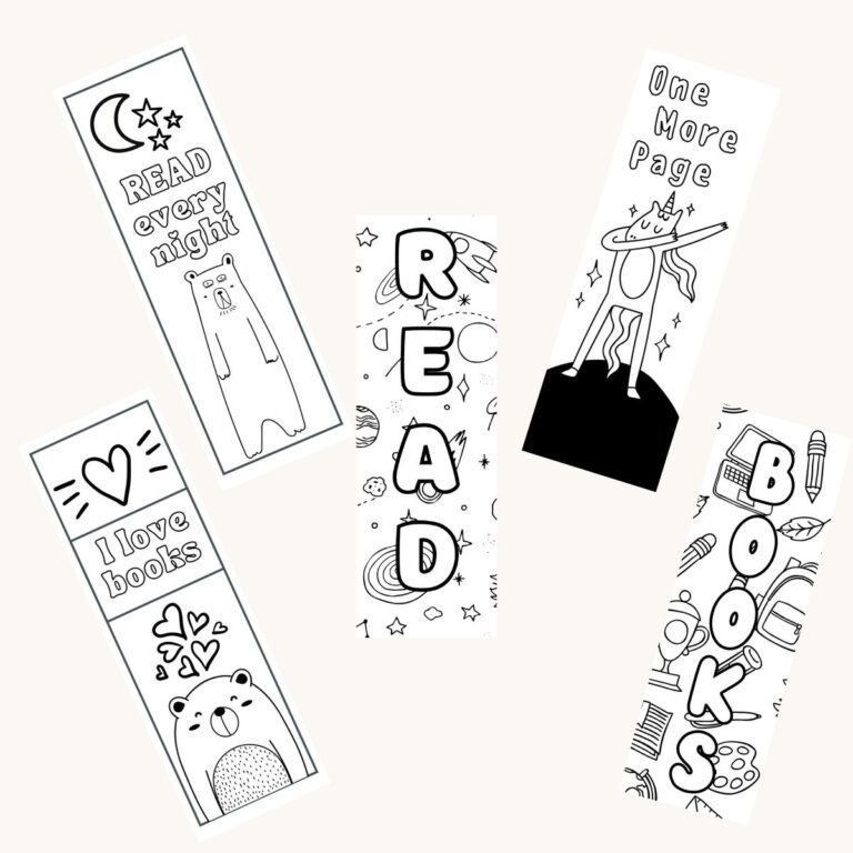 10 Cute Free Printable Bookmarks for Kids to Color